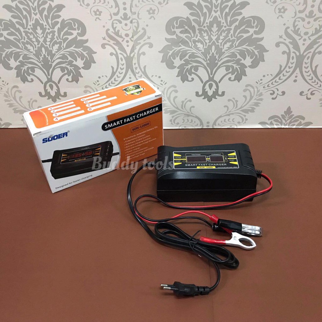 เครื่องชาร์จแบตเตอรี่ดิจิตอล 6 แอมป์ SUOER (SON-1206D) | Shopee Thailand