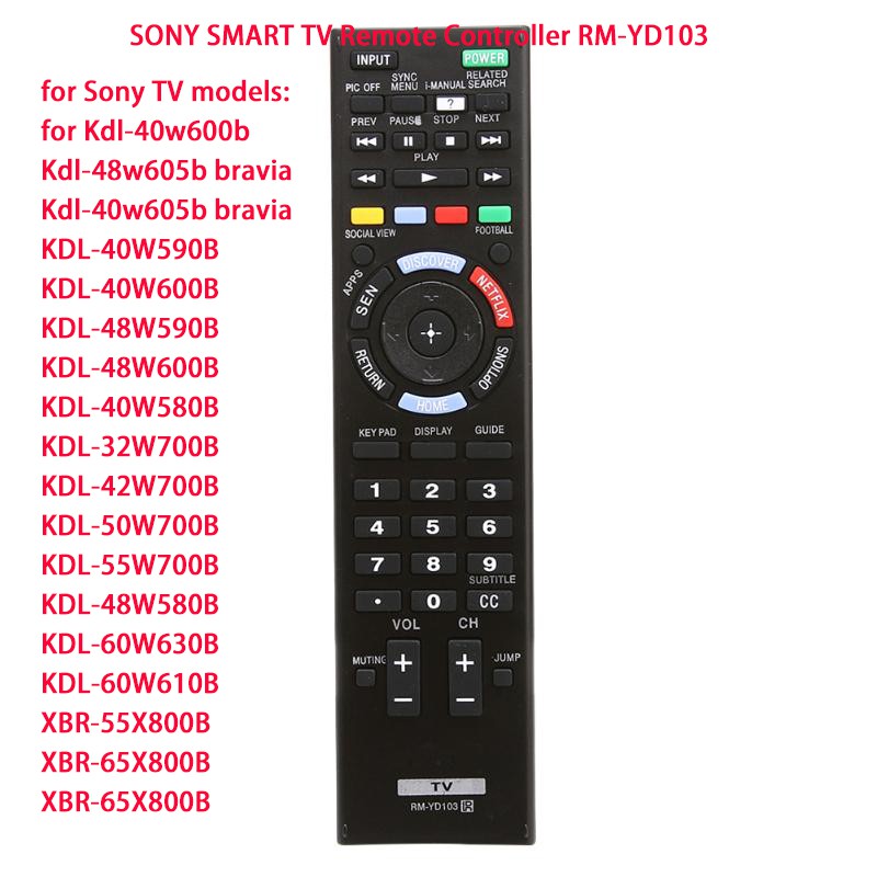 เปลี่ยน SONY SMART LED TV รีโมทคอนโทรล (RM-YD103) สําหรับ KDL 40W600B ...