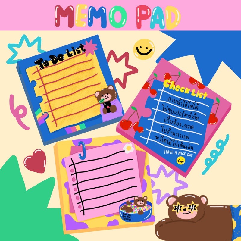 Memo Pad กระดาษโน้ต ขนาด 9x9 Cm 🧃 Shopee Thailand