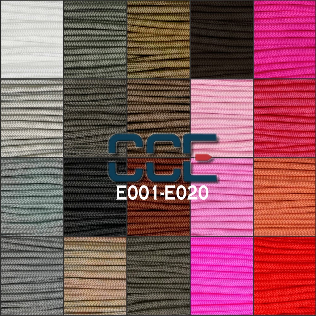 (E001-E020) 550lb Paracord 4mm 7 strands Parate Cord Survival Bracelet Rope 550 Plain Colour ...