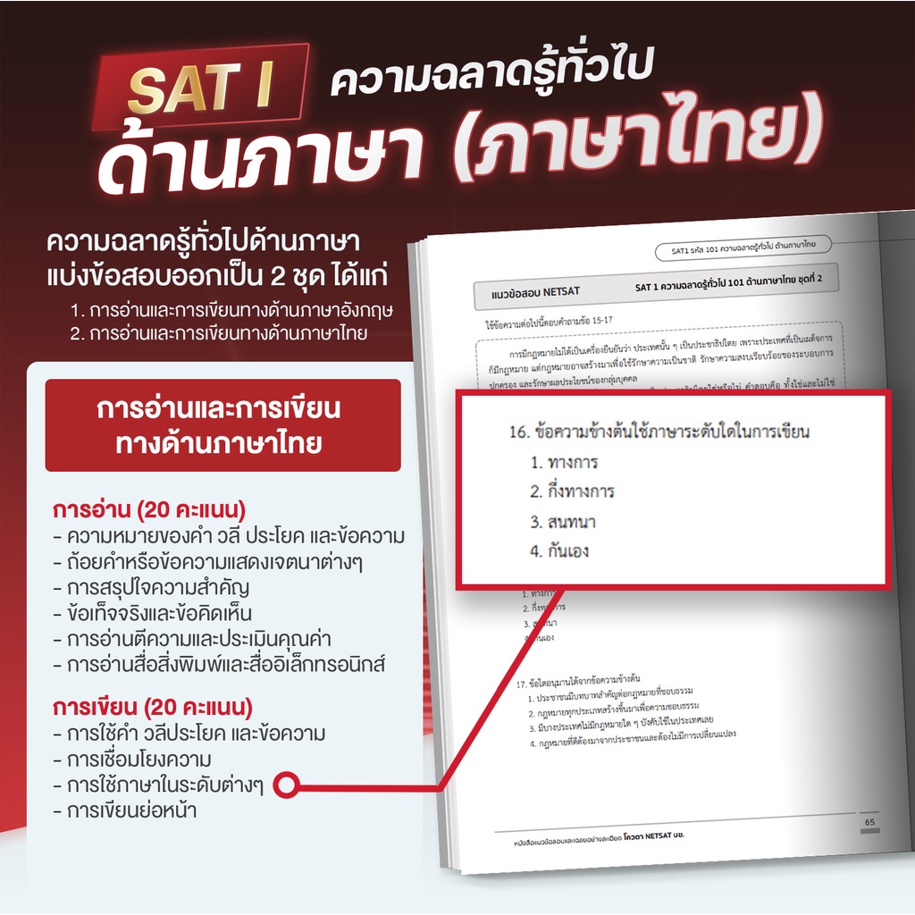[ส่งฟรีไม่ง้อโค้ด]หนังสือเตรียมสอบ NETSAT มข. เล่มเดียวครบทั้ง SAT I และ SAT II ฟรี! คอร์สติว 21 ...
