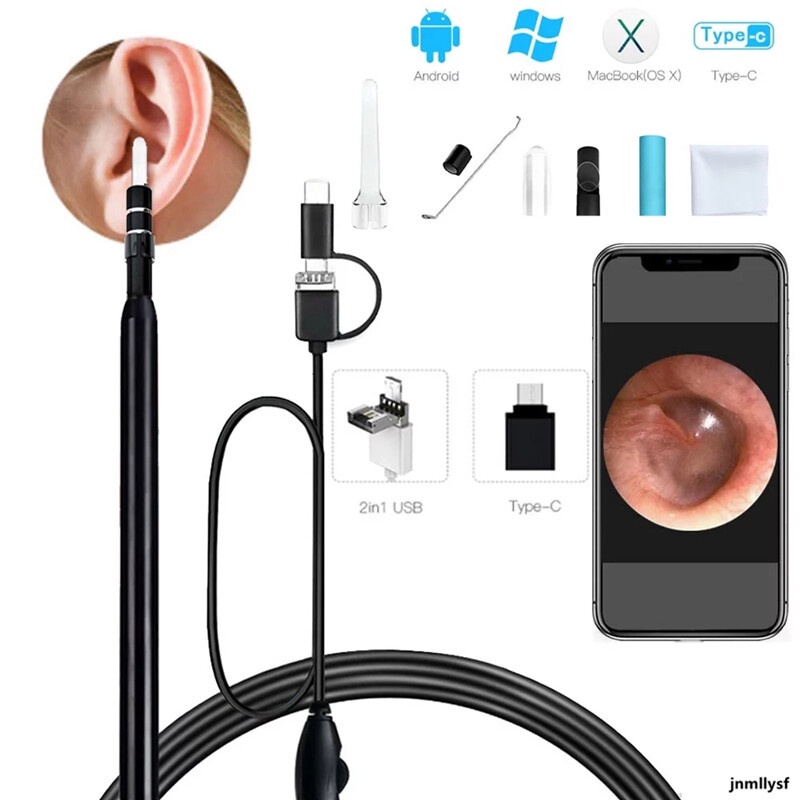 3 in 1 USB Otoscope-Ear Scope Camera Visual Ear Spoon 5.5mm Otoscope ...