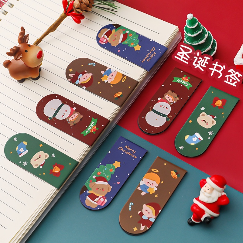 1pc Creative Christmas Magnetic Bookmark Student Cartoon Magnet Book ...