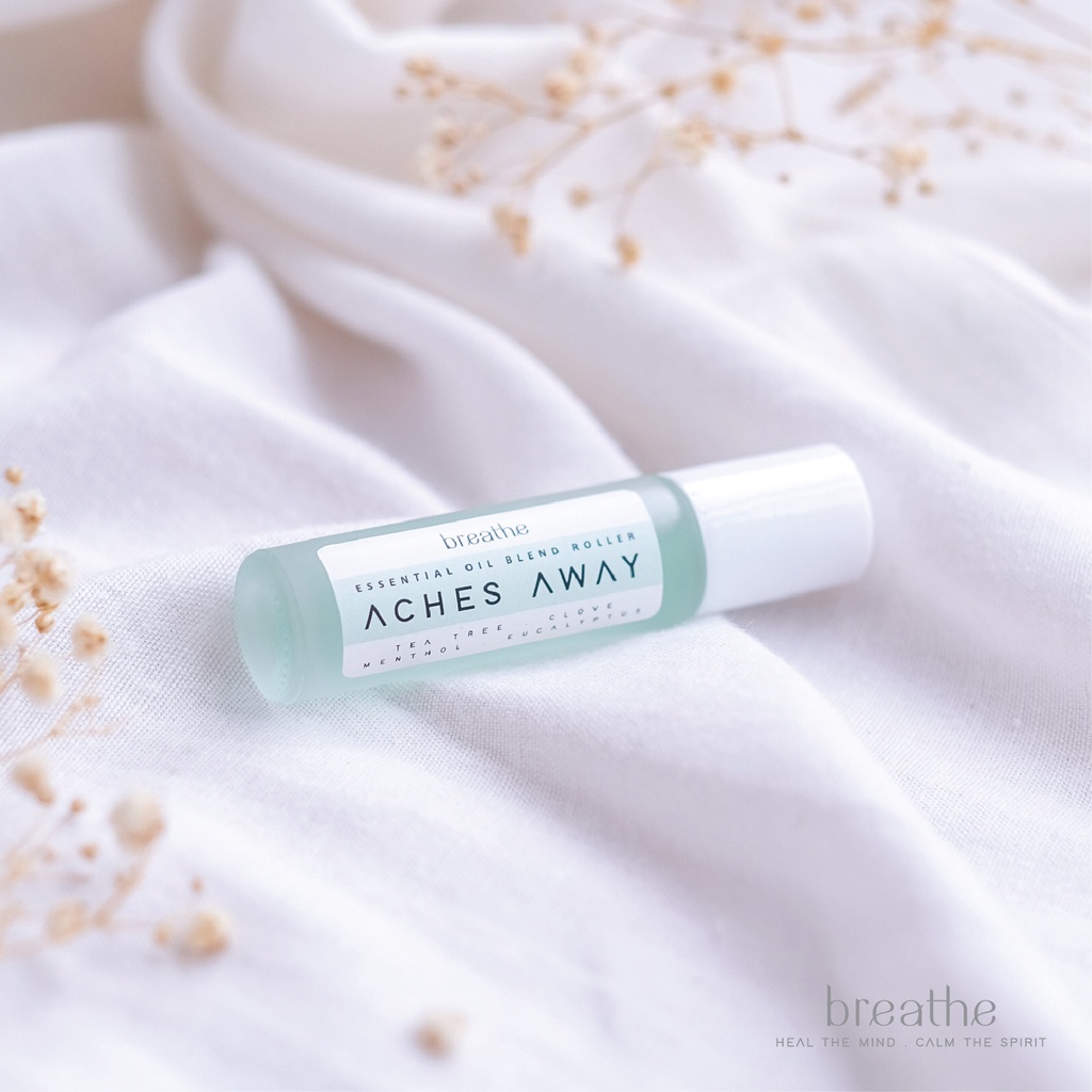 breathe ลูกกลิ้งน้ำมันหอมระเหย อโรม่าบำบัด ช่วยผ่อนคลายความตึงเครียด เพิ่มความสดชื่น กลิ่น ACHES ...