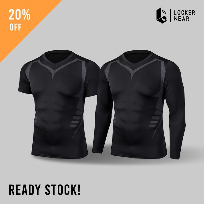 ฟิตแห้ง | แขนสั้น Baselayer Dry Fit เสื้อยืดผู้ชายวิ่งยิมวอร์ม | Shopee ...