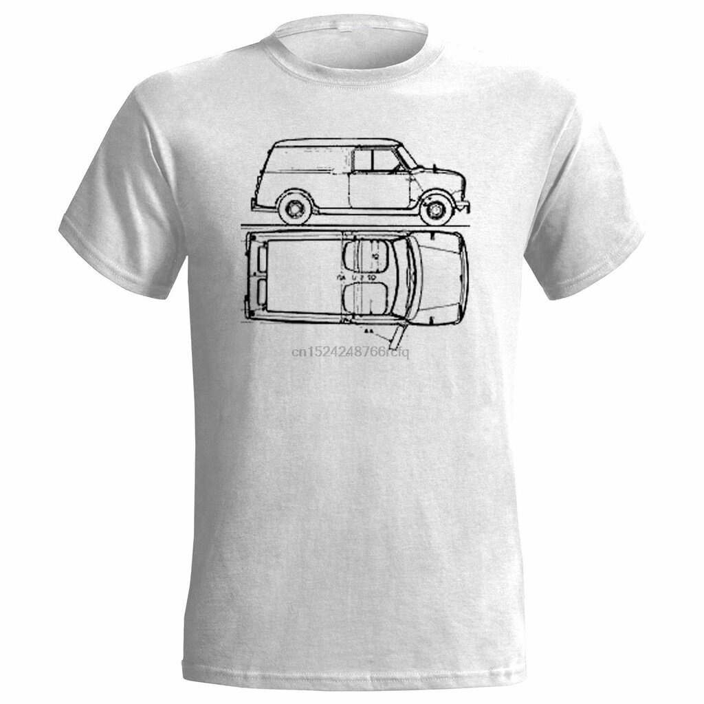 สไตล์ใหม่ Austin Mini Van Blueprint Mens T Shirt Classic Car Leyland ...