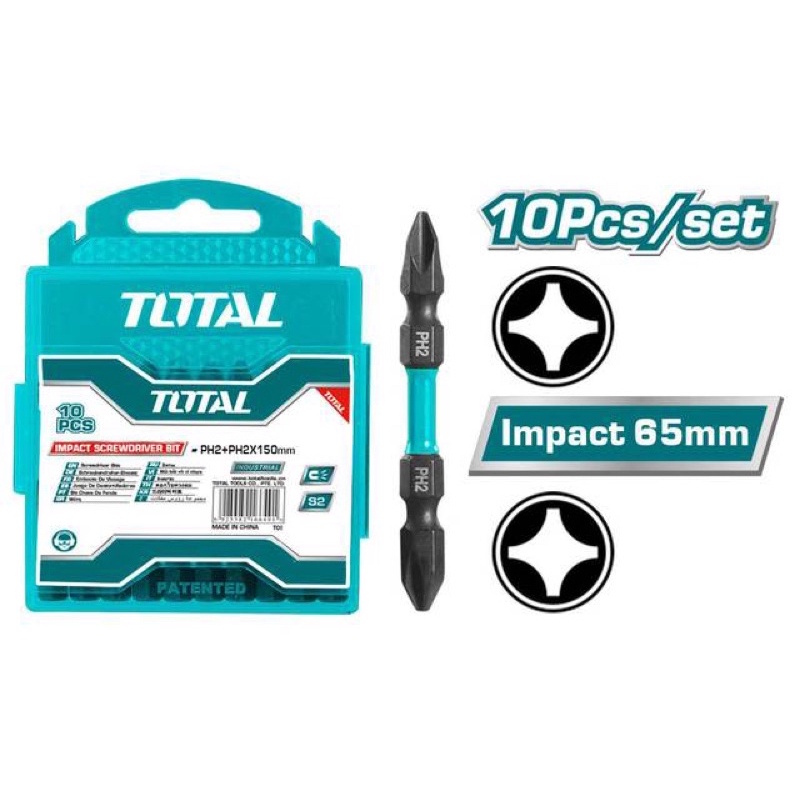 Total TACIM16PH233 ดอกไขควงลม 2 หัว ปากแฉก PH2 x 65 มม TAC16PH223 ...
