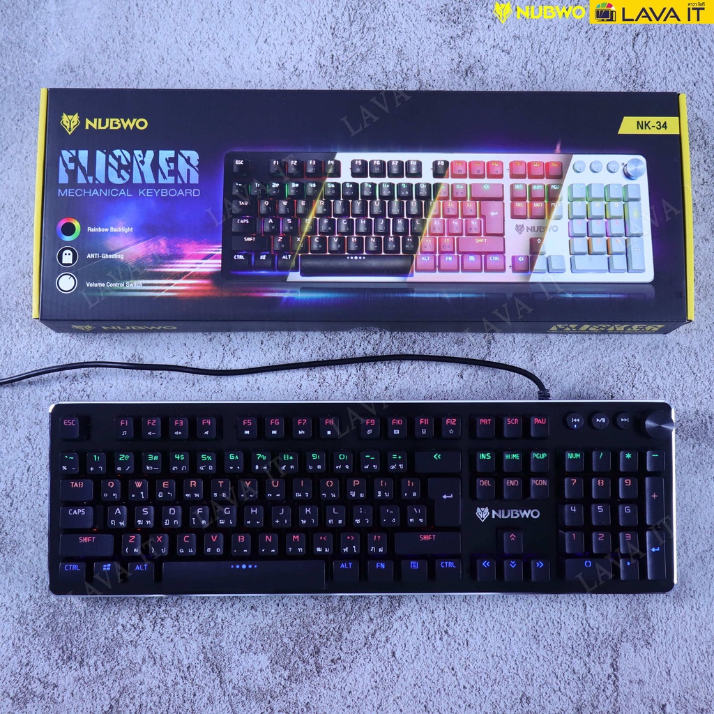 Nubwo NK-34 Flicker [BLUE SWITCH] Gaming Keyboard (TH) คีย์บอร์ดเกมมิ่ง ...