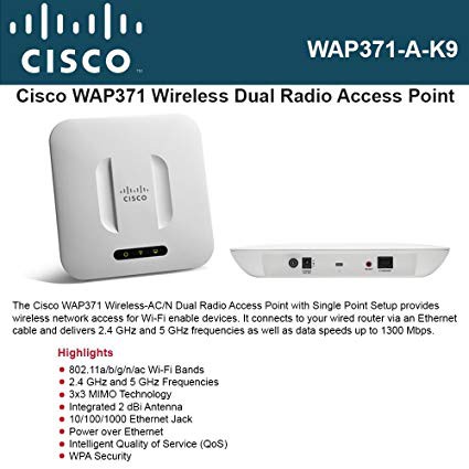 Access Point CISCO (WAP371-E-K9) Wireless AC1200 Gigabit with PoE ...