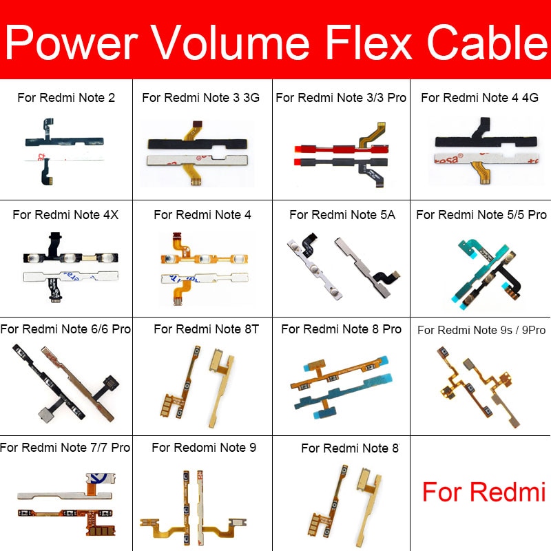 Power & Volume ปุ่ม Flex สําหรับ Xiaomi Redmi MI หมายเหตุ 2 3 3g 4X 4g ...