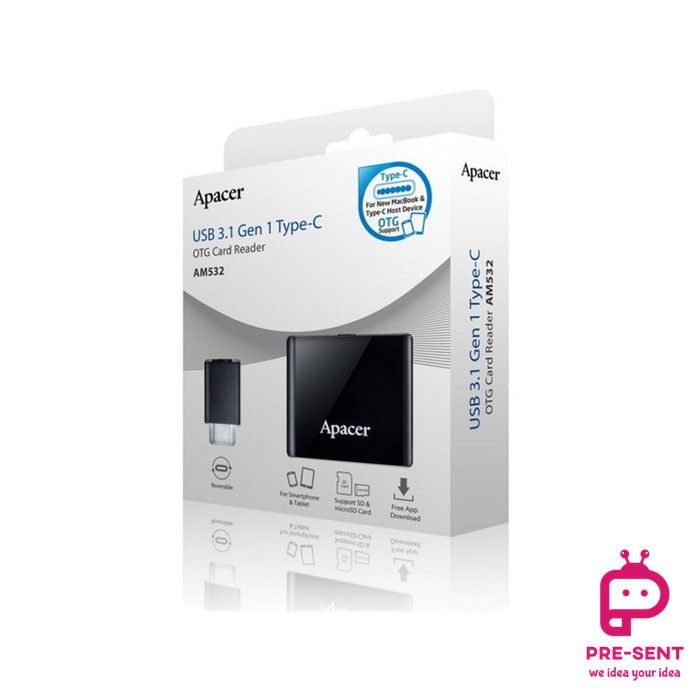 Apacer AM532 USB 3.1 Gen 1 Type-C card Reader -ช่องคู่สําหรับการ์ด SD ...