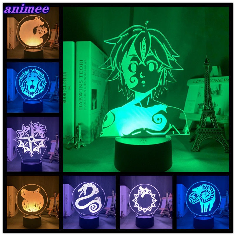Seven Deadly Sins LED Night Light Meliodas รูปเปลี่ยนสี Touch โคมไฟข้าง ...