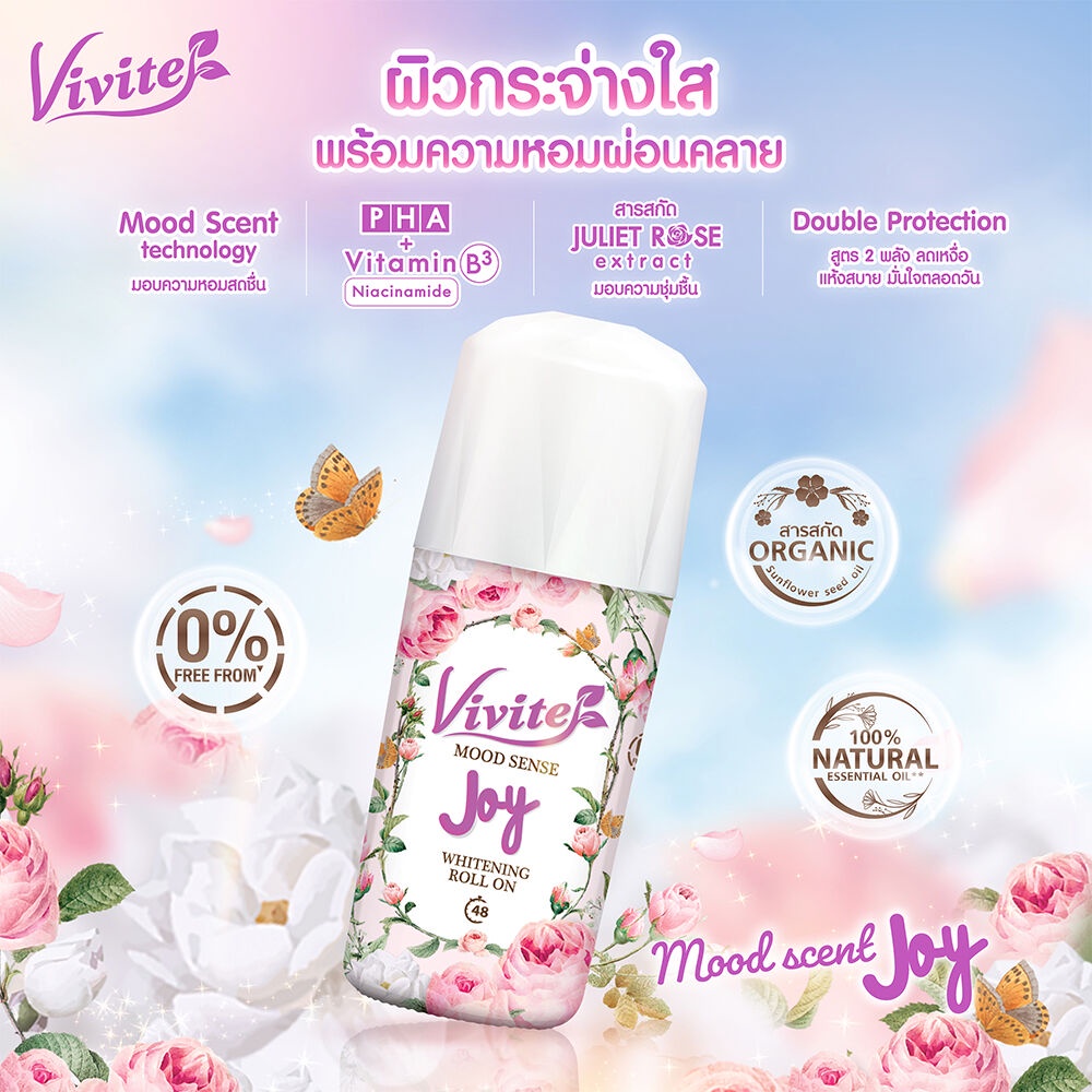 วีไวต์ โรลออน มอบความสดชื่น Vivite Roll On Mood Sense Whitening Pink 45ml. | Shopee Thailand