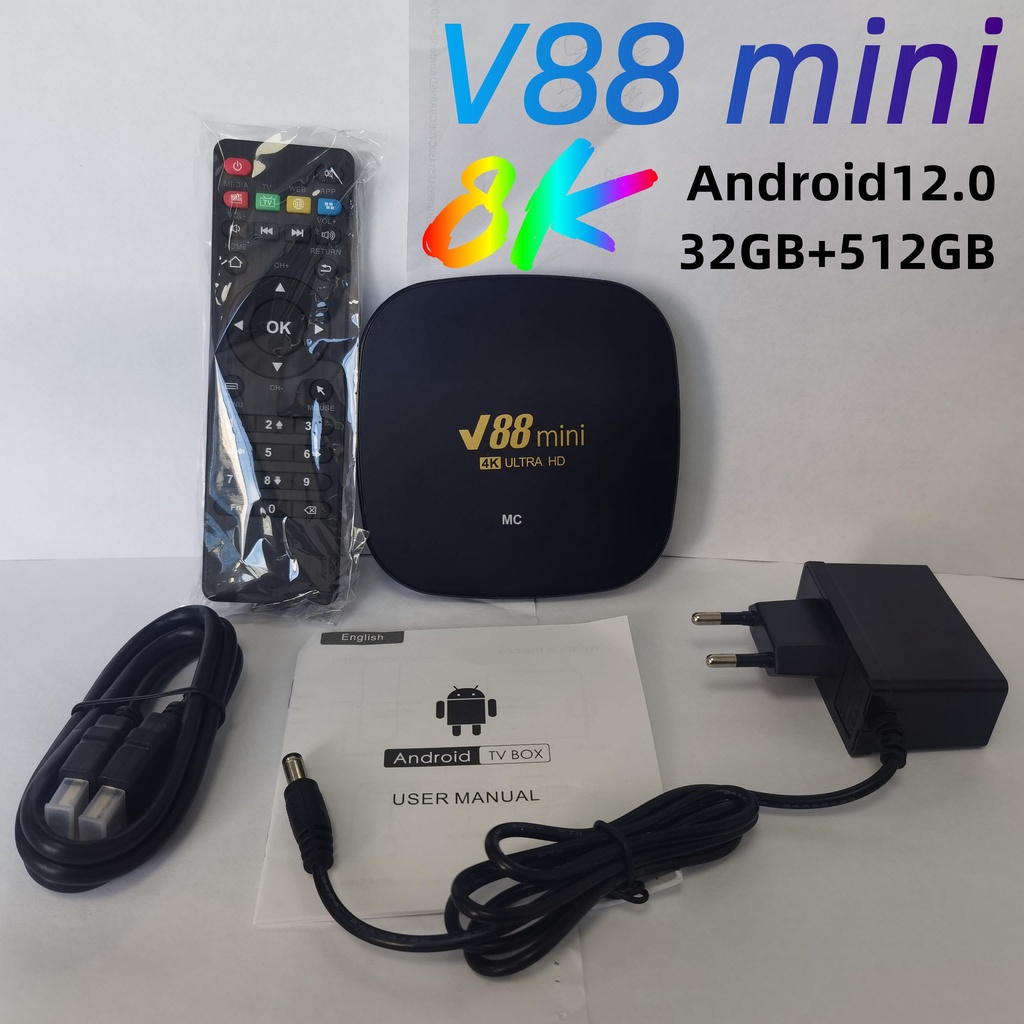 2022 ใหม่V88 miniสมาร์ททีวีกล่อง32+512GB Android 12.0 8K Ultra HD ...