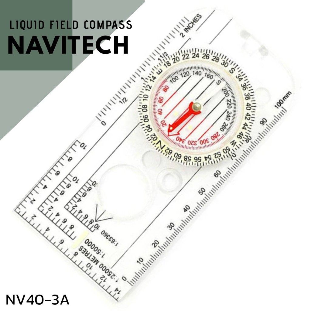 เข็มทิศ เข็มทิศลูกเสือ สำรวจใช้กับแผนที่ Map Ruler Compass NV40-3A ...