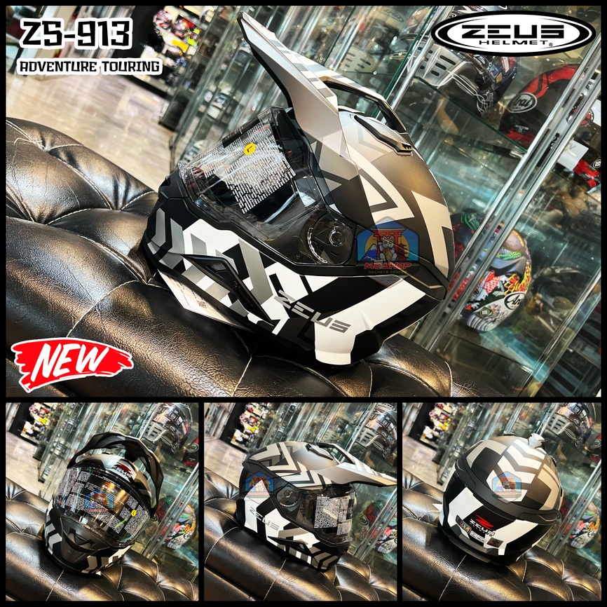 หมวกกันน็อค ZEUS 913 MATT BLACK SILVER 2022 ใหม่ล่าสุด | Shopee Thailand