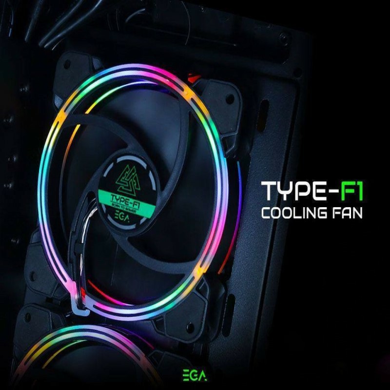 พัดลมเคส RGB EGA Type F1 Cooling FAN PC 120mm | Shopee Thailand