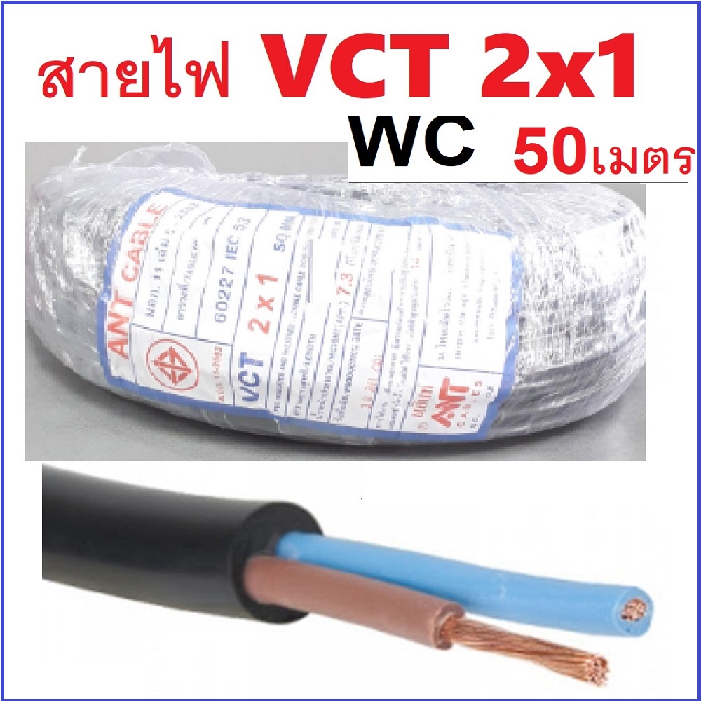 สายไฟดำ VCT 2x1 ความยาว 50เมตร สายไฟสำหรับใช้งานภายนอก สายไฟดำ แบบใช้งานภายนอกได้ | Shopee Thailand
