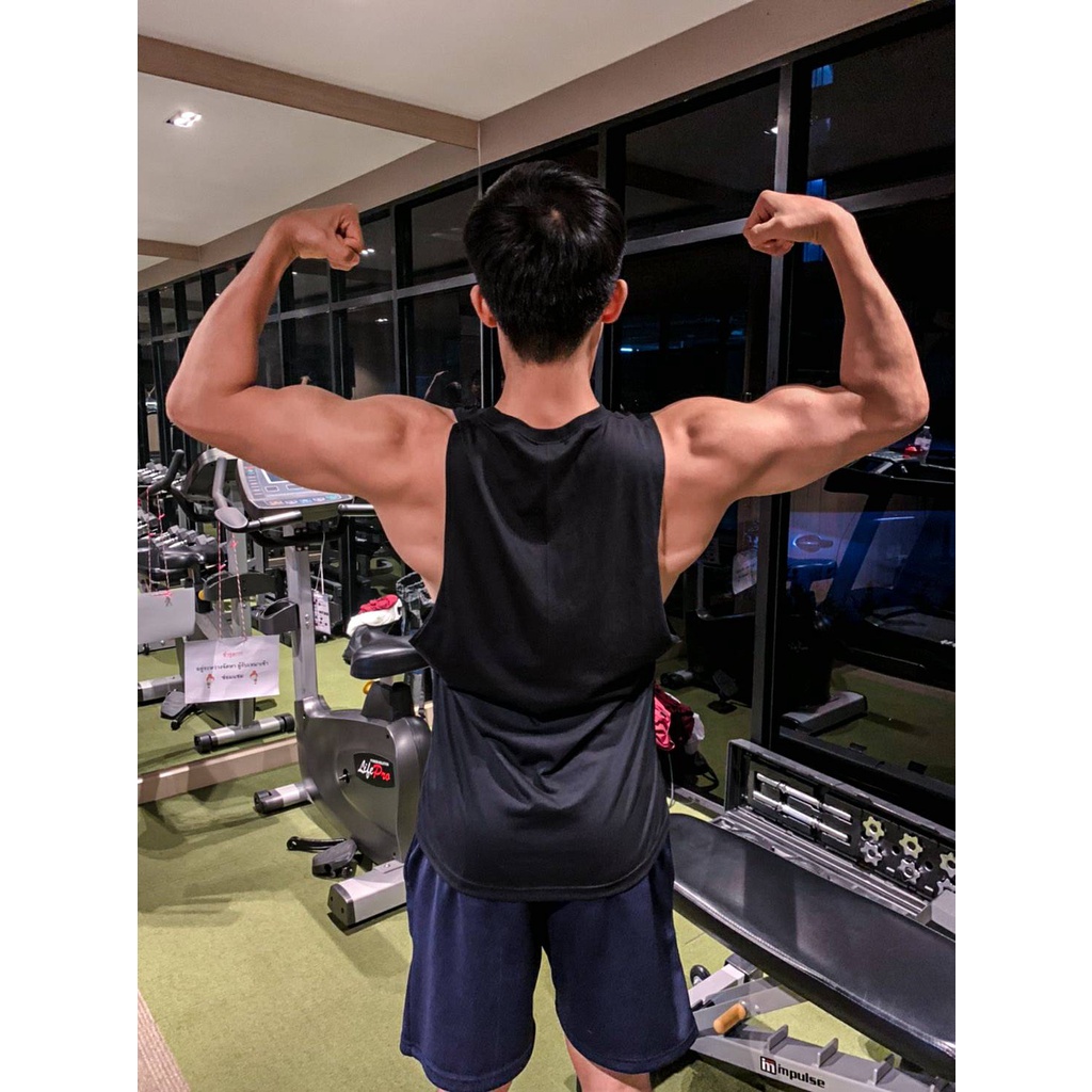 OLIVER MUSCLE เสื้อแขนกุดผู้ชายสีดำ ใส่ออกกำลังกาย ผ้านุ่มระบายอากาศดี ...