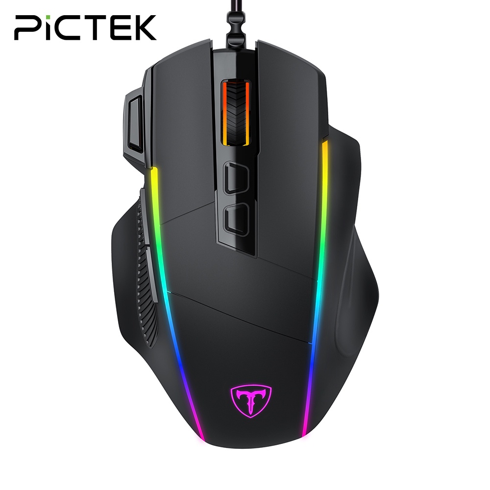 PICTEK PC278 Gaming Mouse Ergonomic Wired Computer Mouse Gamer 8 Buttons Programmable Mice with ...