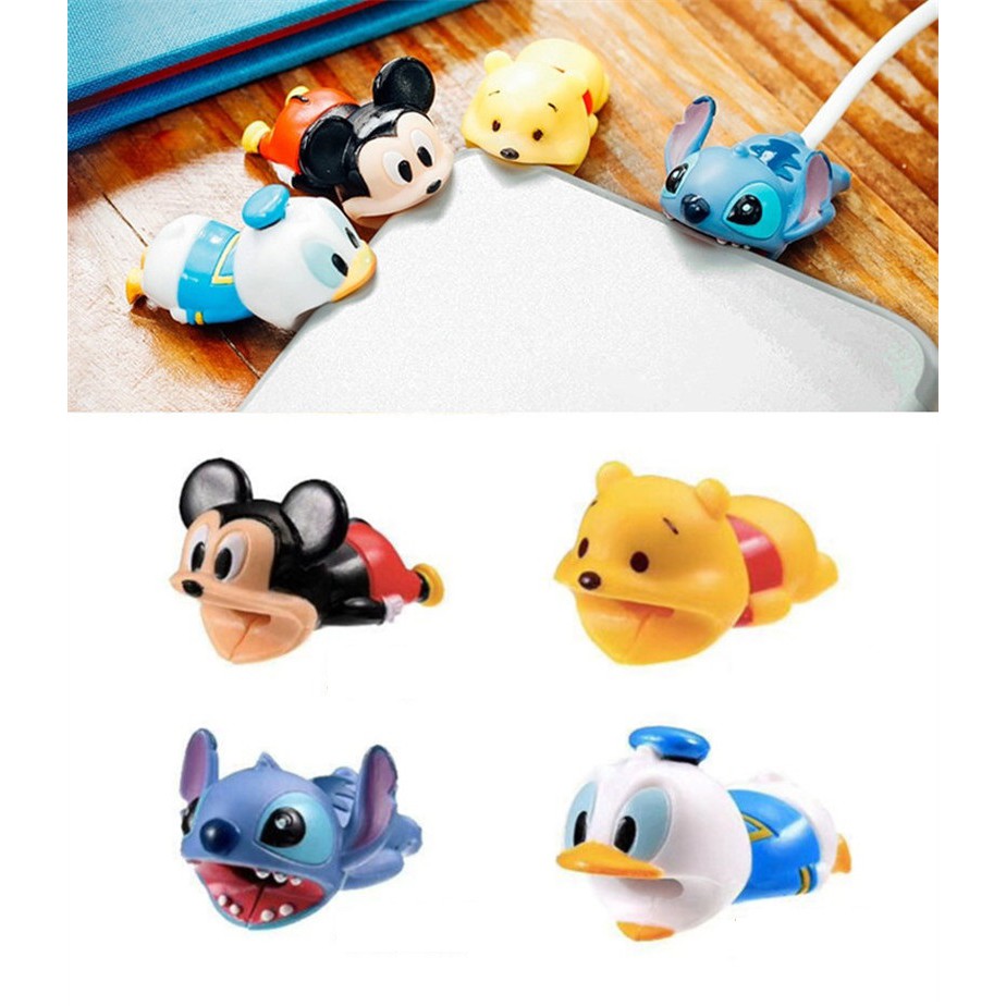 Cable Bite Disney Mickey การ์ตูนรุ่นเข้ากันได้สําหรับ iPhone Cable Protector หมีพูห์ Stitch ...