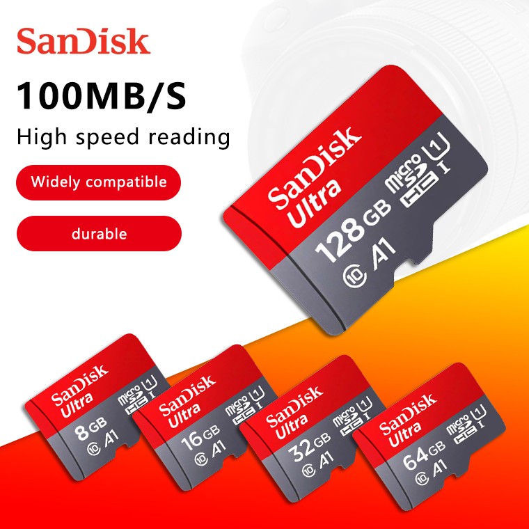 Sandisk 100MB/S ULTRA A1 Class 10 Micro SD Memory Card 32G/64GB/128GB ...