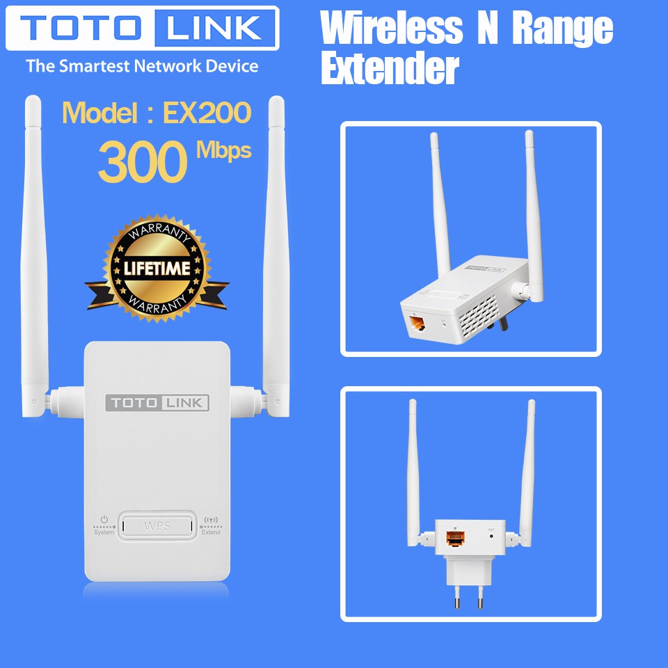 ตัวขยายสัญญาณ Wi-Fi Totolink EX200 300Mbps Wireless N Range Extender ...