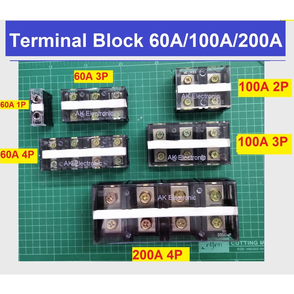 TERMINAL BLOCK 60A/100A/200A 1P/2P/3P/4P เทอร์มินอล บล็อก แผงต่อสายไฟ แรงดัน 600V | Shopee Thailand