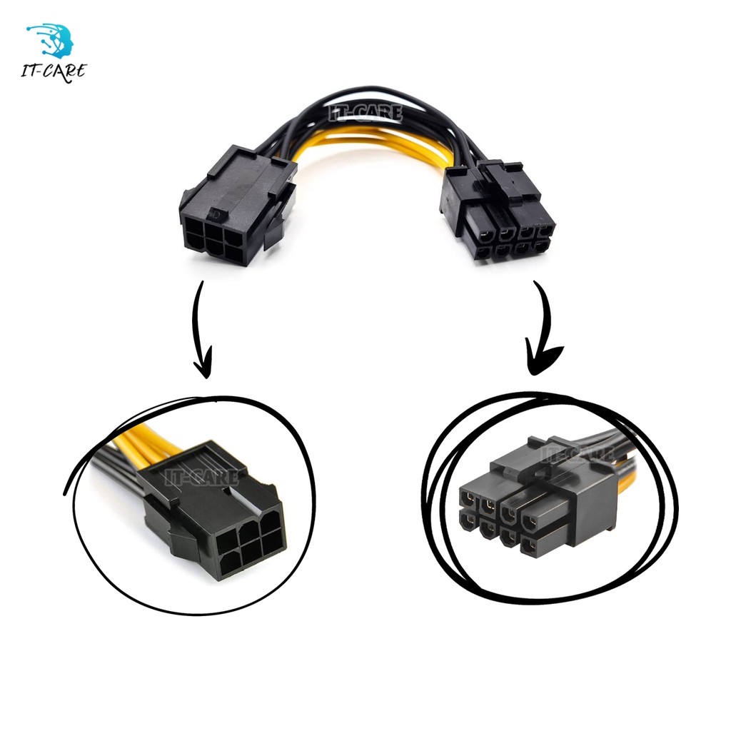 สายแปลงไฟเลี้ยงการ์ดจอ (VGA) 6 Pin เป็น 8 Pin ยาว 14 ซม. | Shopee Thailand