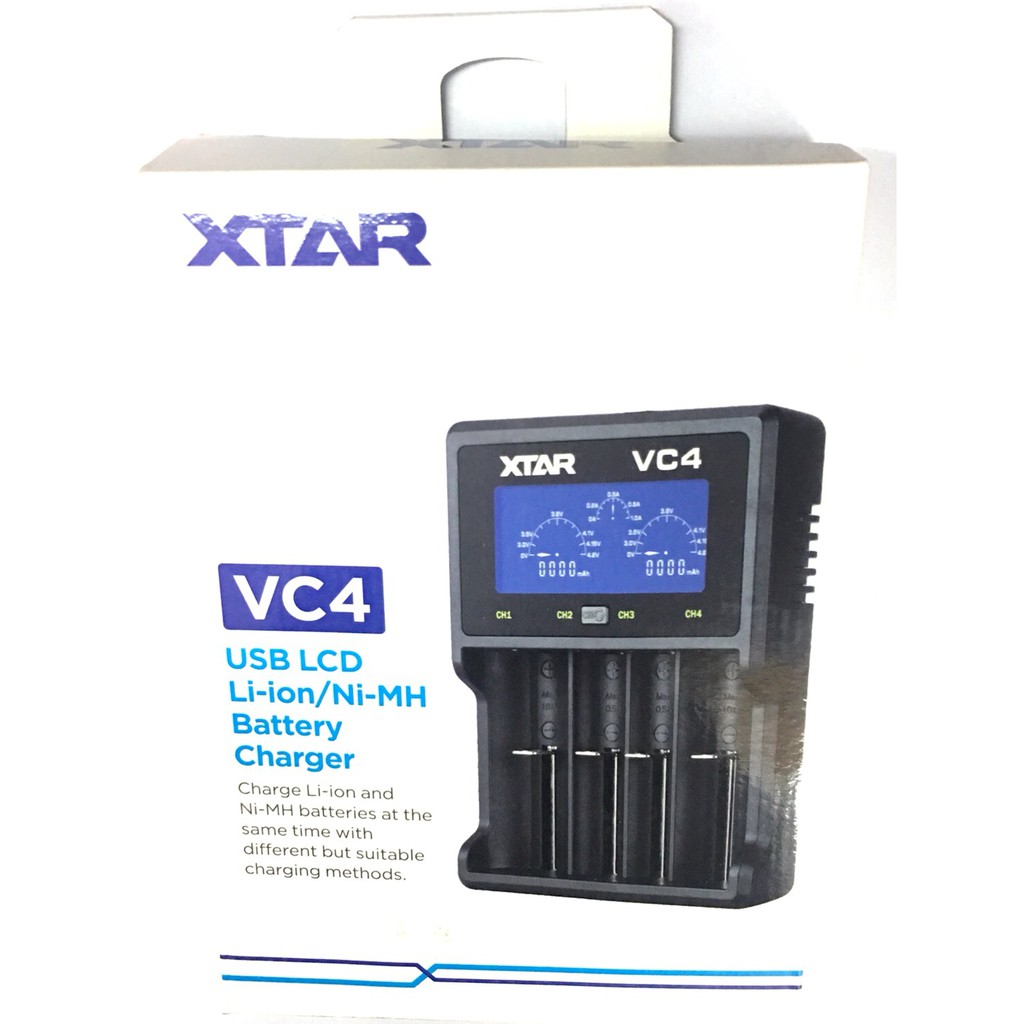 เครื่องชาร์จเปล่า XTAR VC4 USB NiMH / Li-ion BATTERY LCD Charger ของแท้โค้ดเช็คได้ | Shopee Thailand