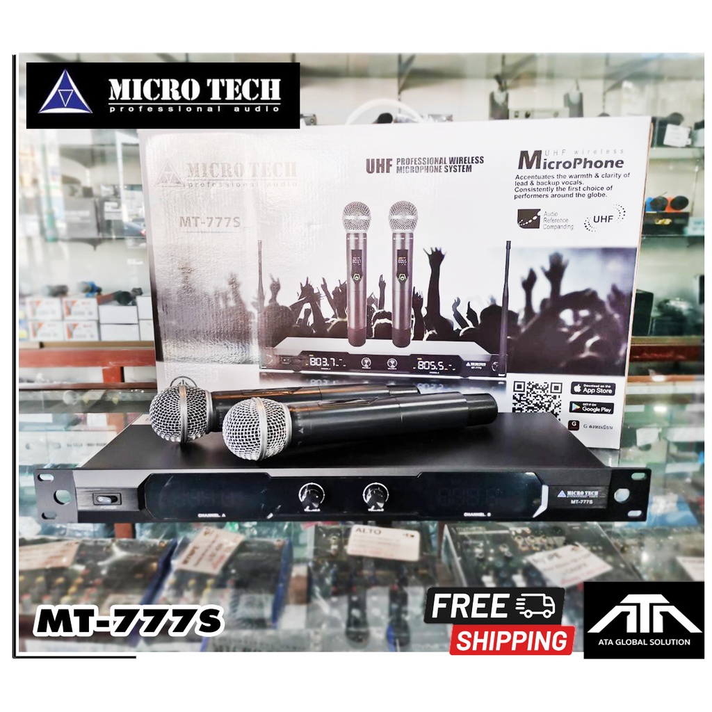 Microtech MT-777S MT777S ไมโครโฟนไร้สาย ไมค์ลอย ไมโครเทค มีเสาหน้า ฟรี กันกลิ้ง ปรับความถี่ได้ ...
