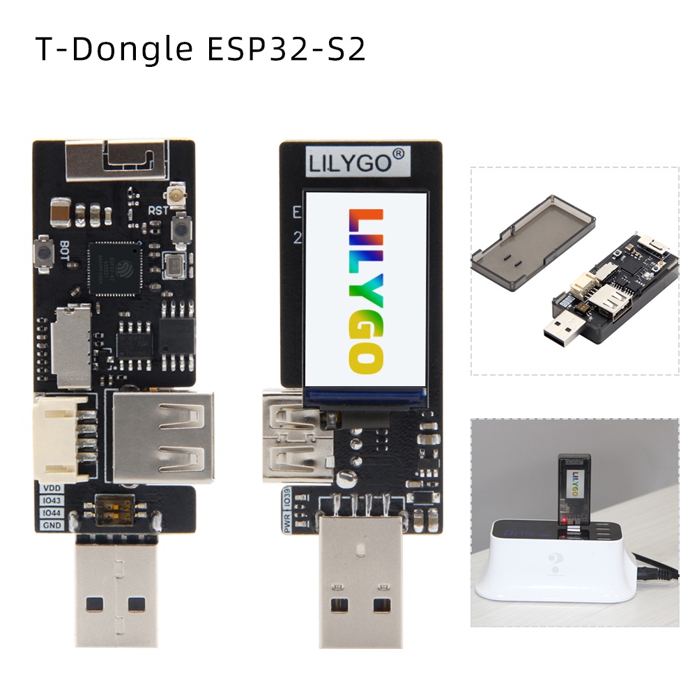 LILYGO® T-Dongle ESP32-S2 Wireless WIFI Module 1.14 Inch LCD Display Development Board OTG Male ...