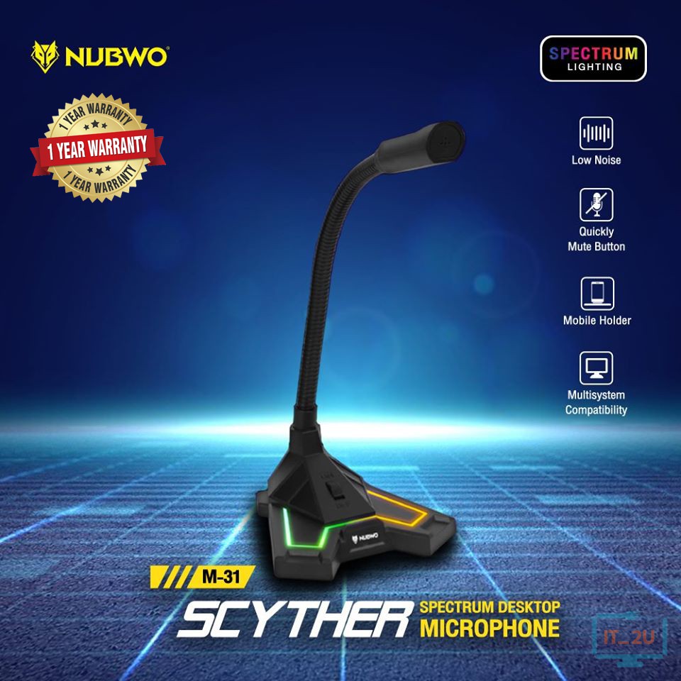 Nubwo M31 Microphone USB Scyther Spectrum RGB ไมโครโฟนตั้งโต๊ะ ไมค์USB ...