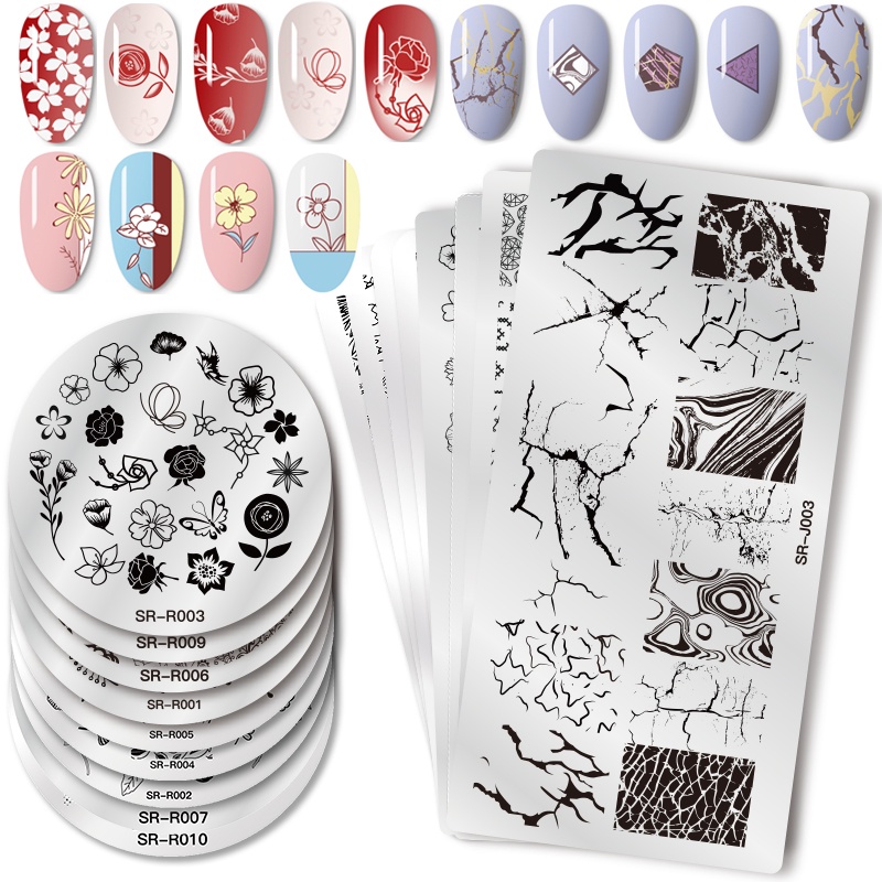 MTSSII แผ่นแสตมป์สเตนเลส พิมพ์ลายหินอ่อน และดอกไม้ สําหรับตกแต่งเล็บ | Shopee Thailand