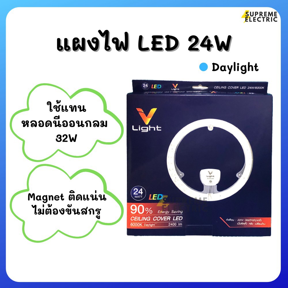 แผงไฟ LED 24W แสงขาว VLight | Shopee Thailand