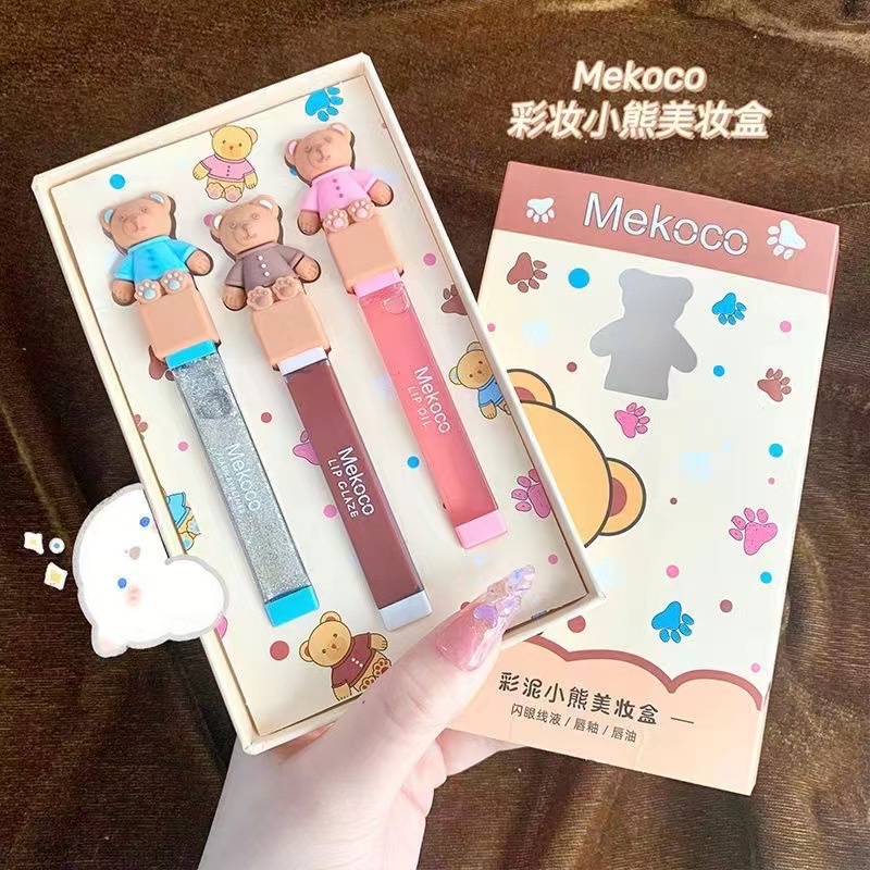 Mekoco [M7001] เซตลิปสติกและกลิตเตอร์ทาเปลือกทา 3 แท่ง (พร้อมส่งจากไทย ...