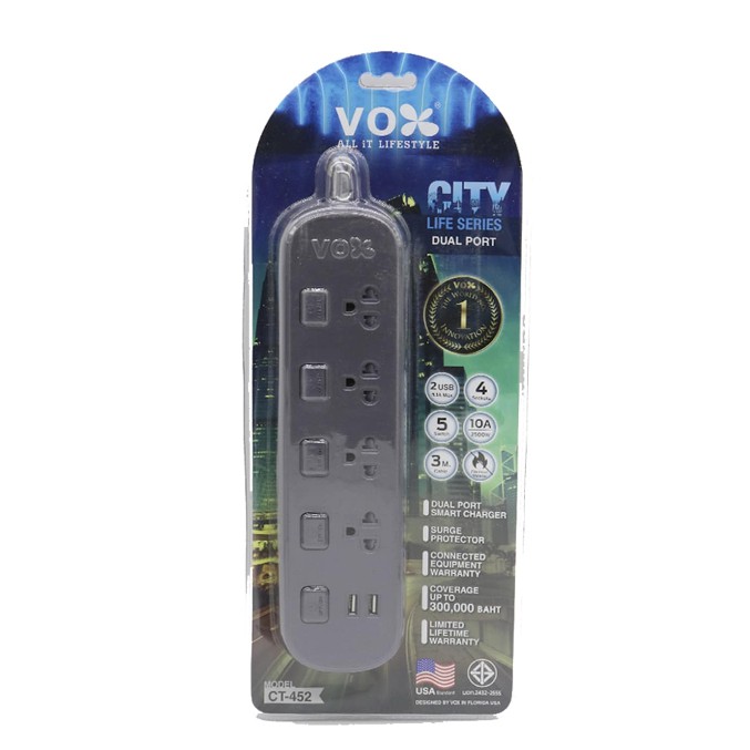 Vox ปลั๊กไฟมาตรฐาน มอก. รุ่น CT452 | Shopee Thailand