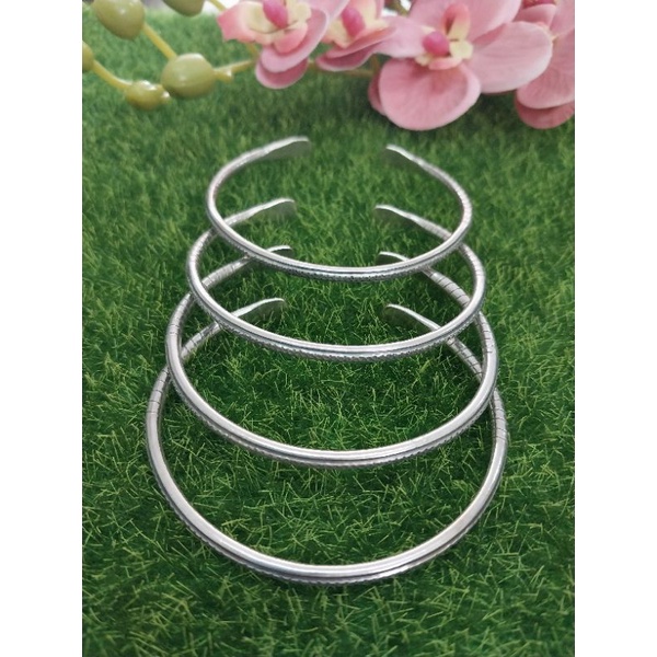 กำไลข้อมือเงินแท้ 95% เงินทำมือBangle Sterling Silver 95% Hand Made Silver | Shopee Thailand