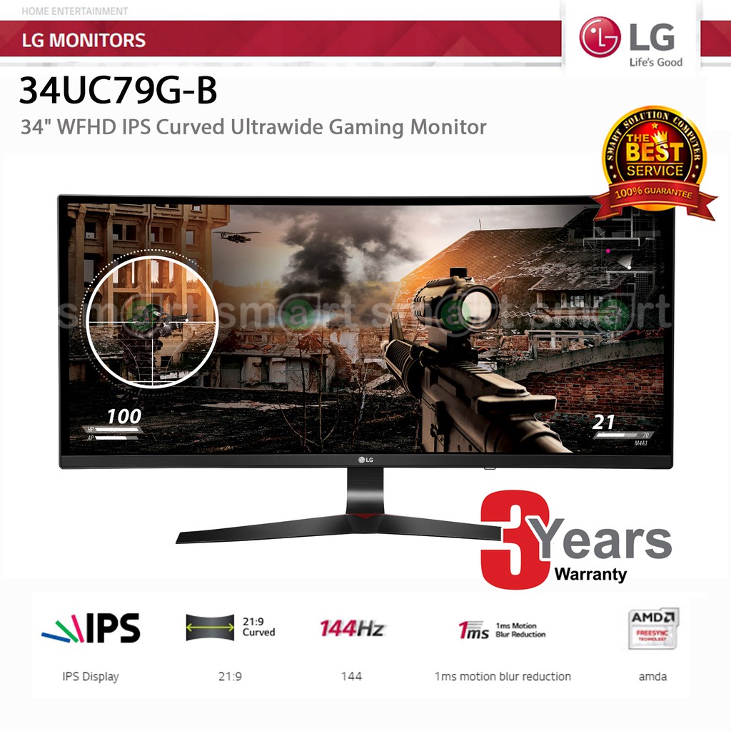 LG LED 34" Curved UltraWide IPS Gaming Monitor (34UC79G-B) | Shopee ...