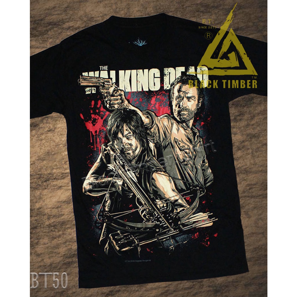 BT 50 The walking Dead เสื้อยืด สีดำ BT Black Timber T-Shirt ผ้าคอตตอน ...