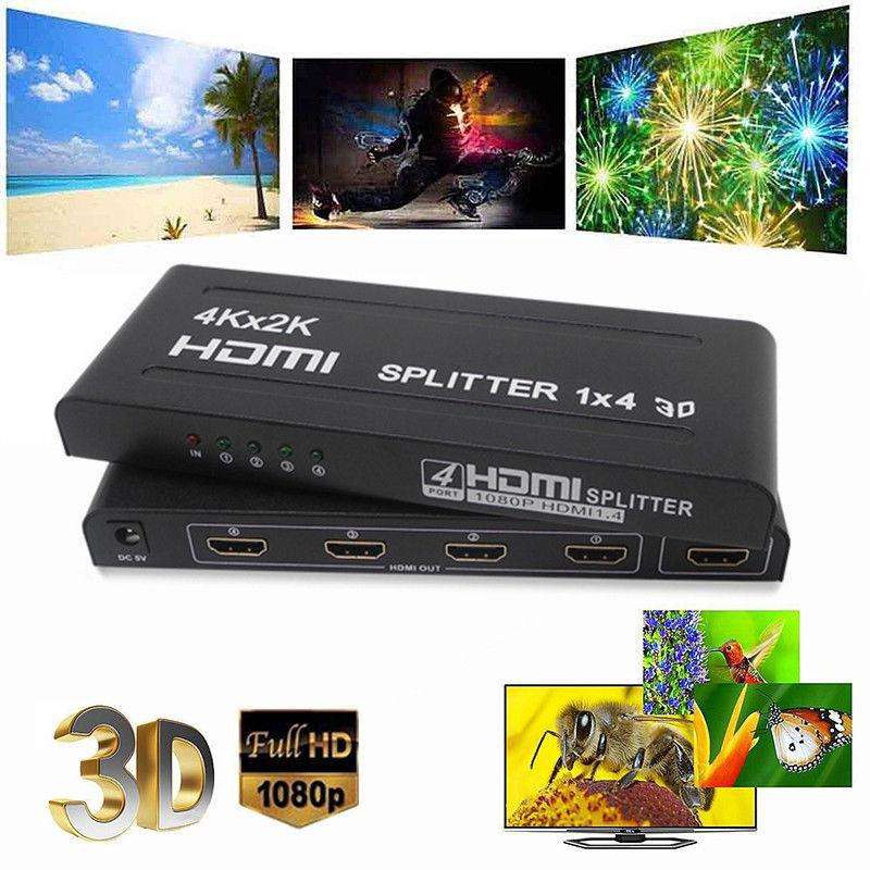 Full HD 1080P 1.4V HDMI 1X4 HDMI Splitter 1 In 4 Out HDMI Video Audio ...