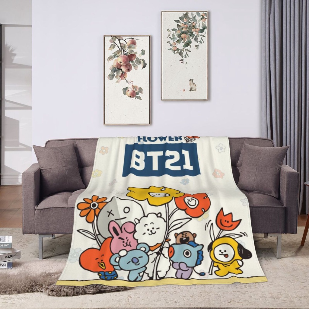 Bt21 ผ้าห่ม ผ้าสักหลาด พิมพ์ลาย นุ่มพิเศษ อบอุ่น ล้างทําความสะอาดได้ | Shopee Thailand