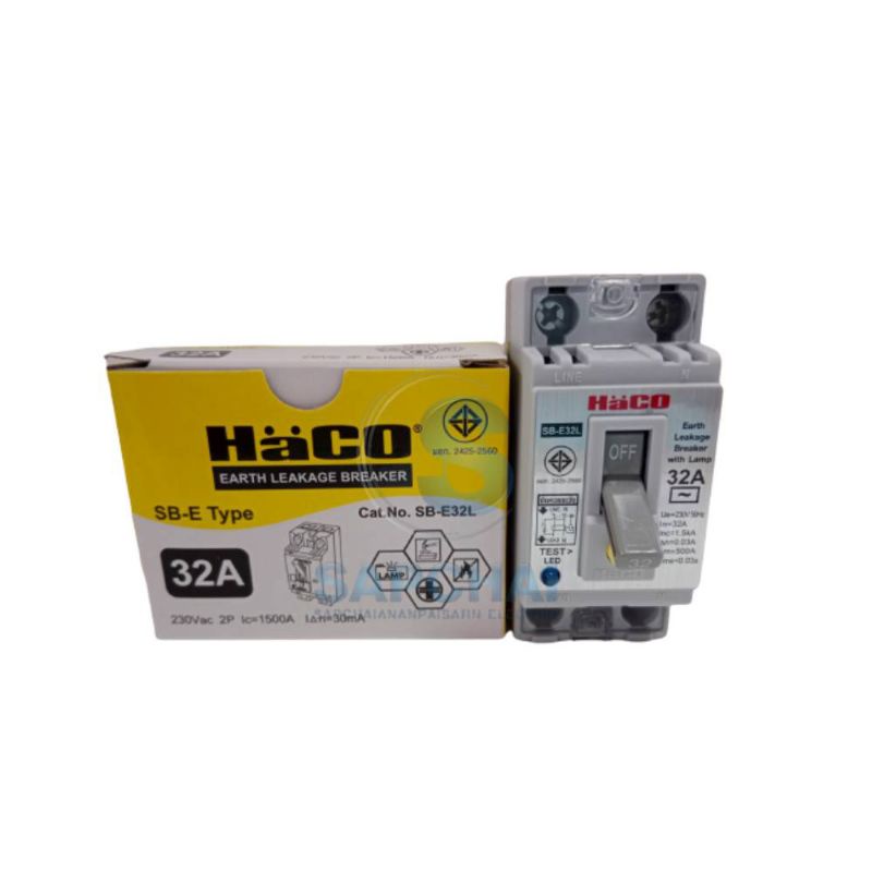 Haco เบรกเกอร์กันดูด มีสัญญาณไฟ 16A,25A,32A | Shopee Thailand