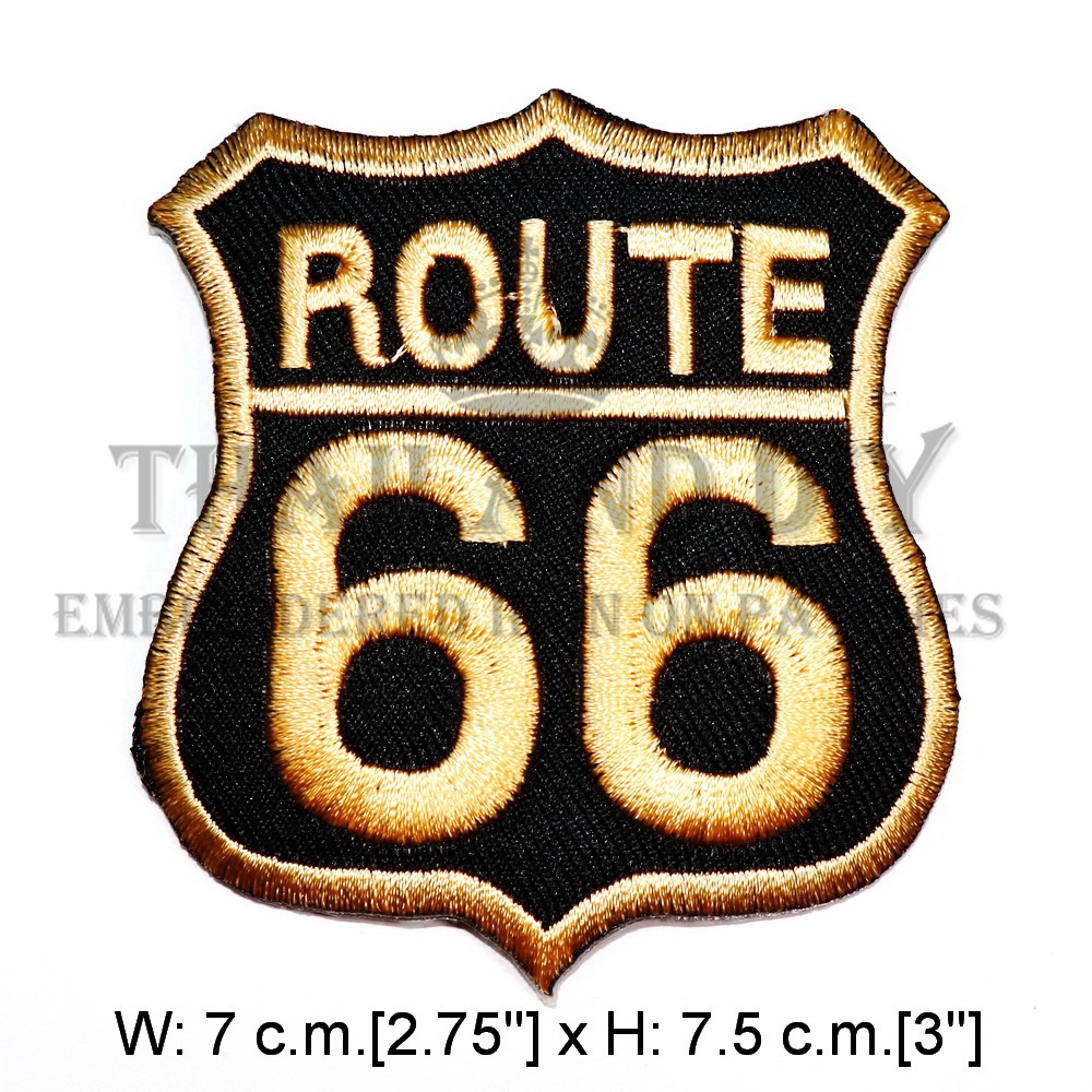 ตัวรีดติดเสื้อ สัญลักษณ์ ป้านถนน Route 66 รูท66 Route66 Road Sign Patch ...