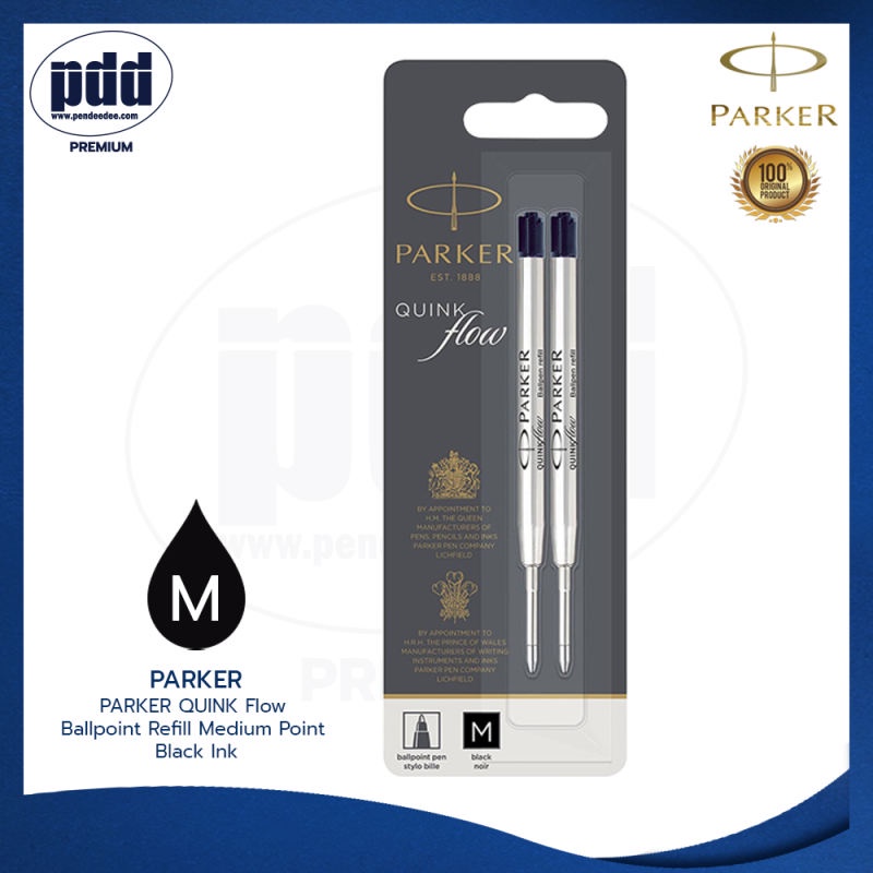 แพ็คคู่ ถูกกว่า ไส้ปากกาลูกลื่น PARKER QUINK Flow Ballpoint Refill Medium Point Black Ink หัว M ...