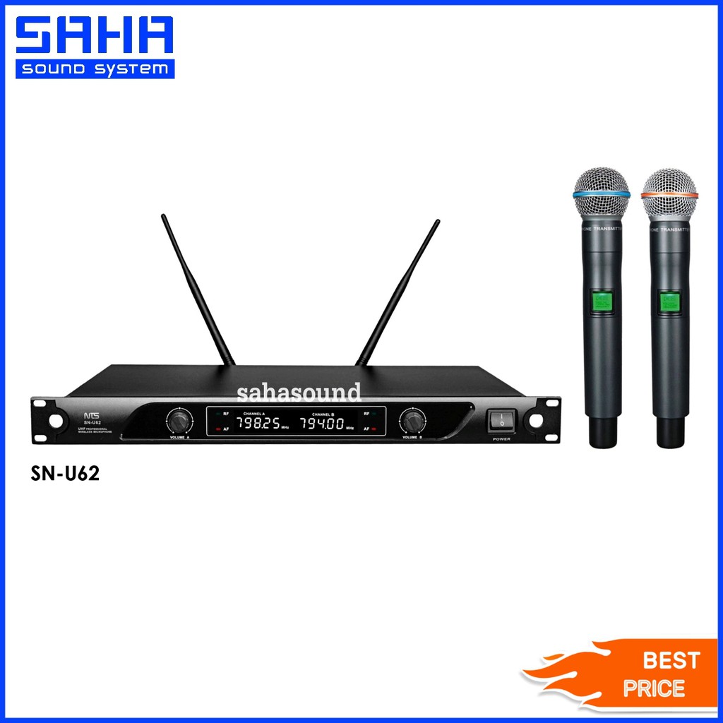 NTS SN-U62 MKII Handheld (UHF) ไมค์ลอยคู่- แบบถือ ไมโครโฟนไร้สาย (ความถี่ กสทช) sahasound - สห ...