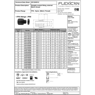 ข้อต่อตรง สำหรับท่อร้อยสายไฟ, ข้อต่อไนลอน, Fitting, เกลียว M, รุ่น FPA แบรนด์ Flexicon ผลิตและ ...