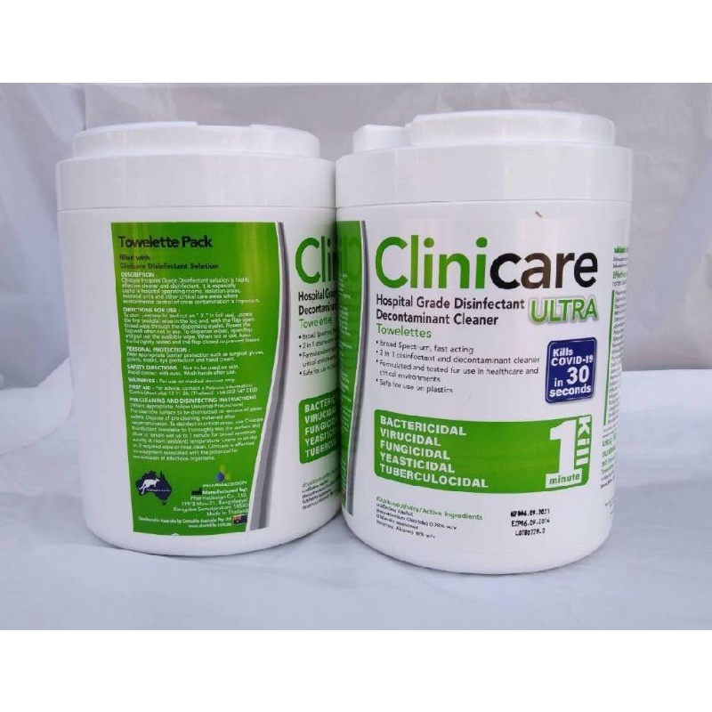 สินค้าขายดีอันดับ1 Clinicare Ultra Disinfectantกระดาษเช็ดพื้นผิวแบบฆ่า ...