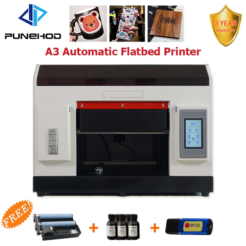 Punehod A3 UV DTG Led Flatbed Printer CISS Infrared Automatic Height ...