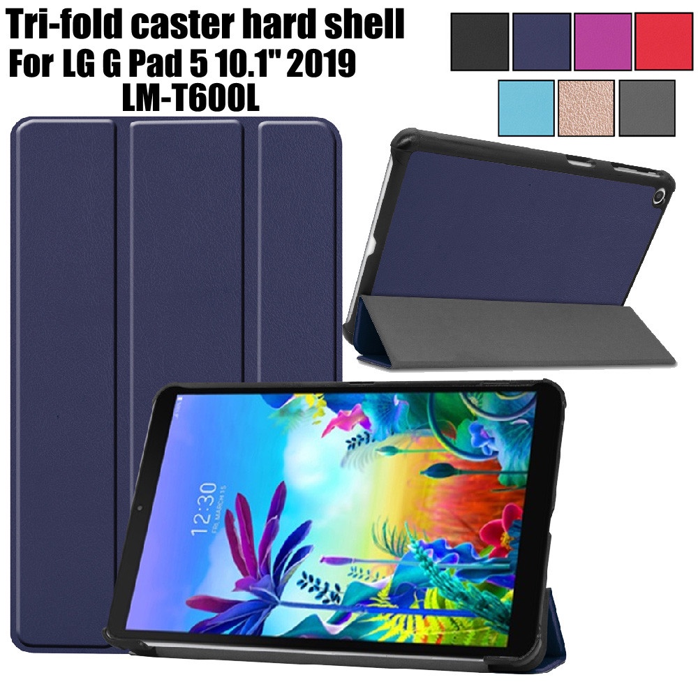เคสแท็บเล็ตหนัง PU แบบฝาพับสามทบ พร้อมขาตั้ง สําหรับ LG G Pad 5 G Pad5 ...